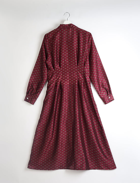 Midi Shirt Dress - Red Micro Design – I was a Sari